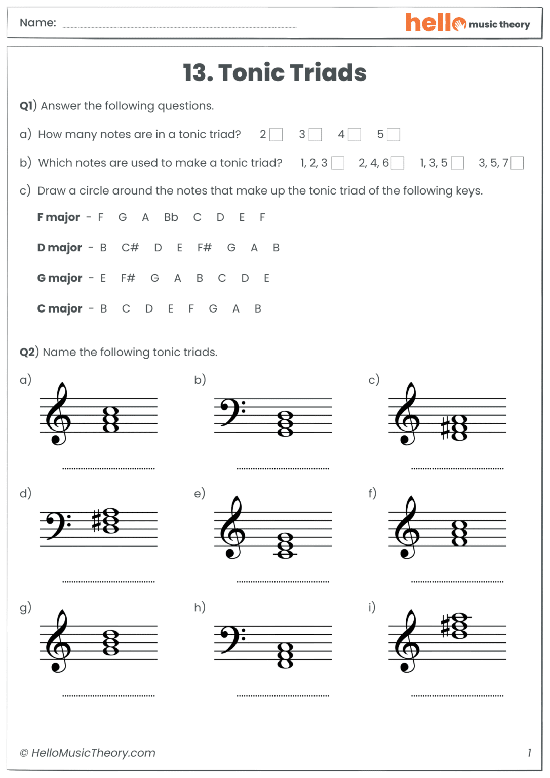 Music Theory Worksheets