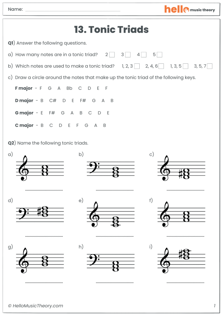 Music Theory Worksheets